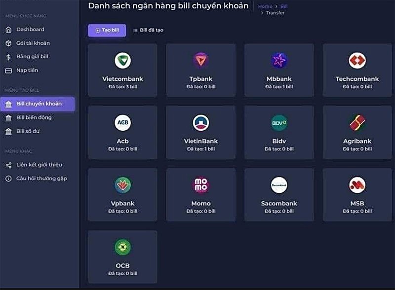 Xuất hiện trang web giả mạo bill chuyển khoản của nhiều ngân hàng Việt Nam